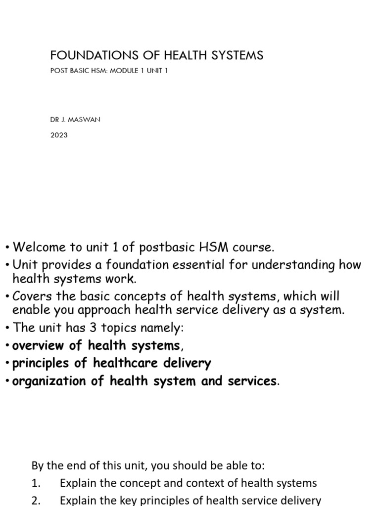 Health System Foundations and Frameworks | PDF | System | Health Human ...