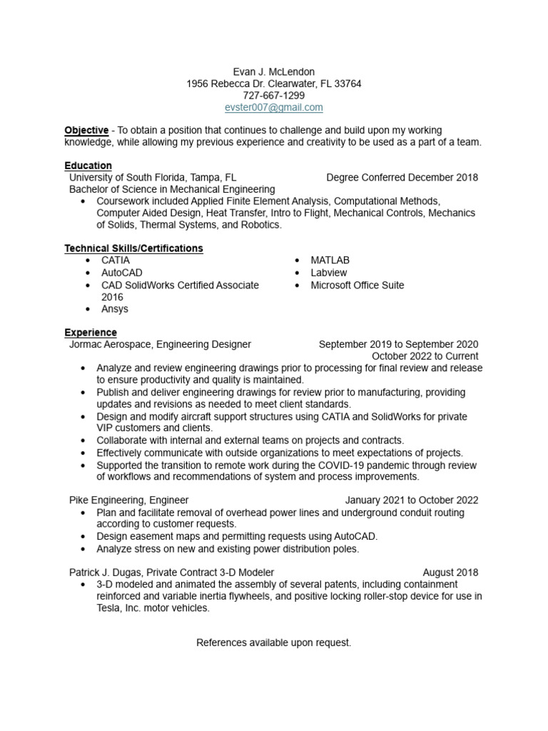 Evan Resume 2024 | PDF | Engineering | Mechanical Engineering