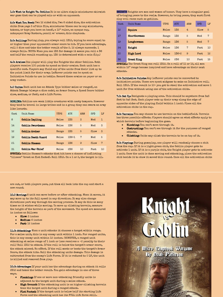 Knights vs. Goblins (MicroChapWar 2) | PDF | Tabletop Games