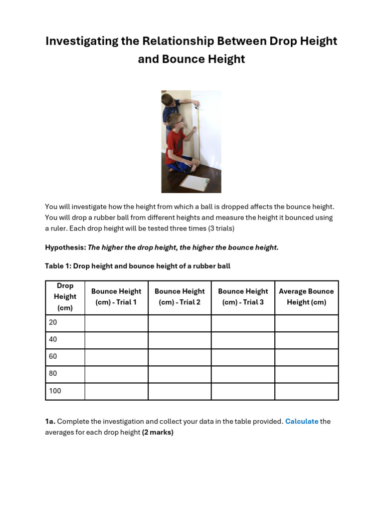 Crit B/C practice - ball drop height vs bounce height | PDF | Validity ...