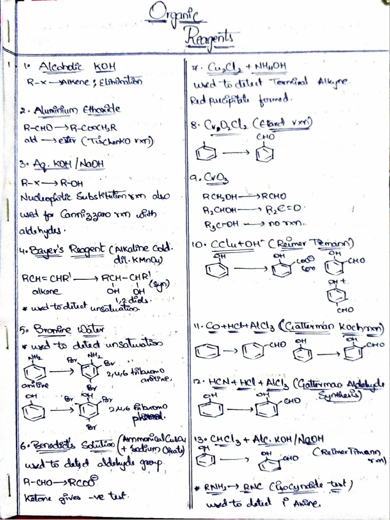 Organic Chemistry Reagents Short Notes PDF | PDF