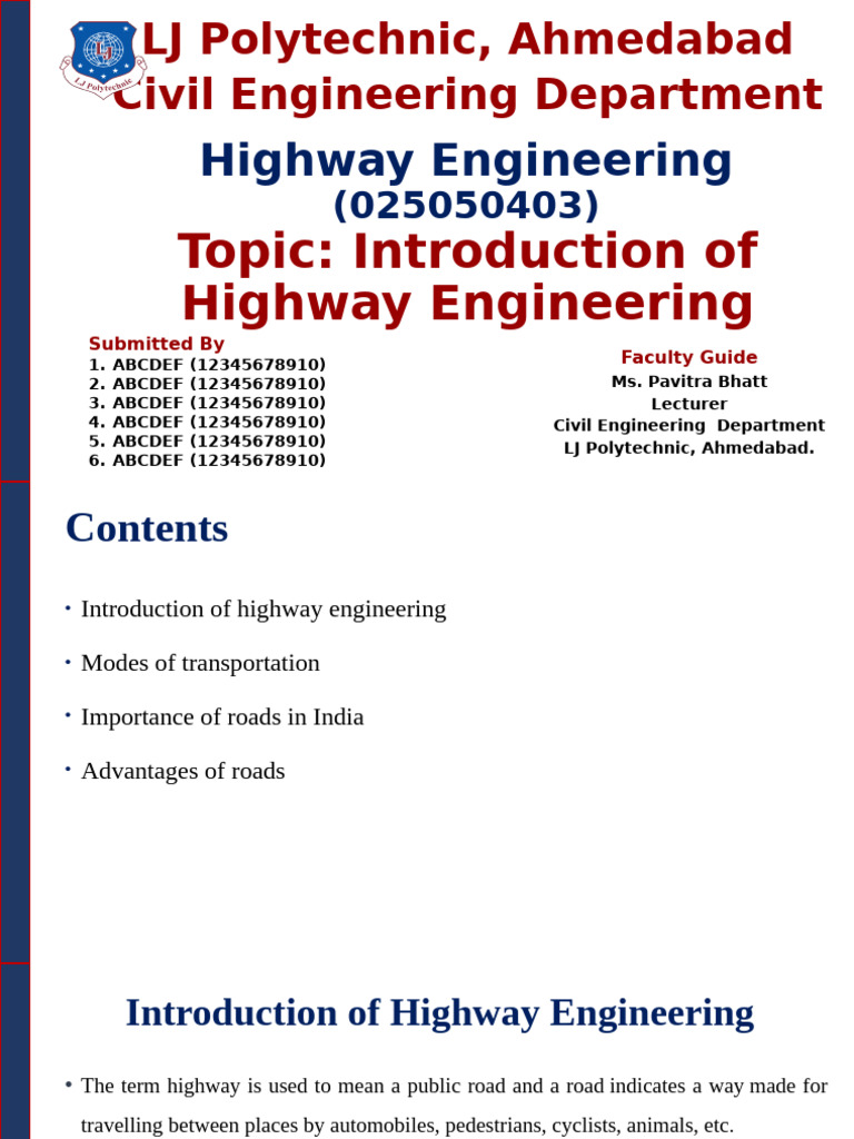 Sample PPT Highway Engineering (025050403) | PDF