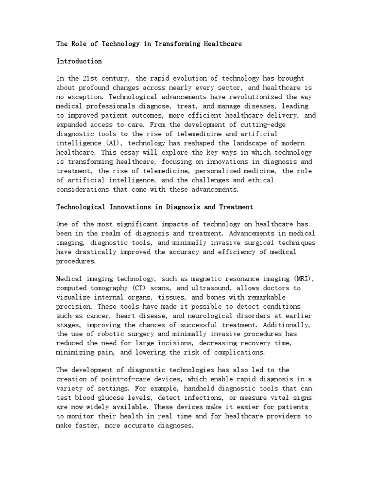 The Role of Technology in Transforming Healthcare | PDF | Personalized ...