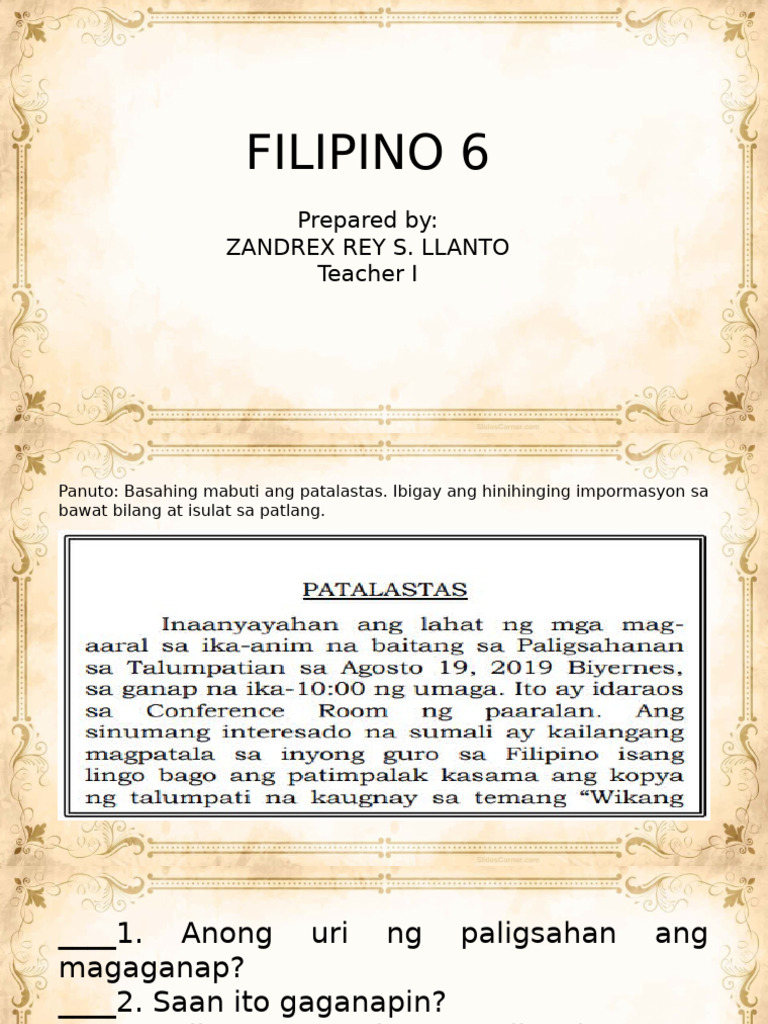 Fil 6 q4 Week 2 Day 1 | PDF