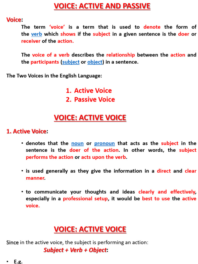 Active and passive voice | PDF | Verb | Grammatical Tense