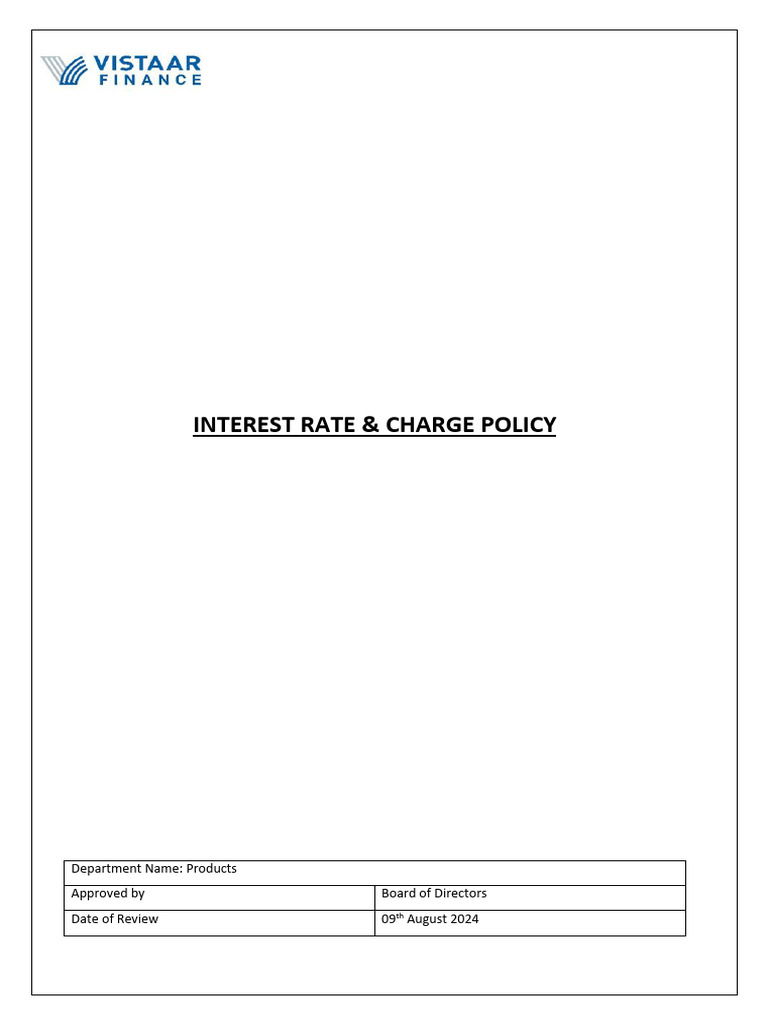 Interest Rate & Charges Policy | PDF | Interest | Loans