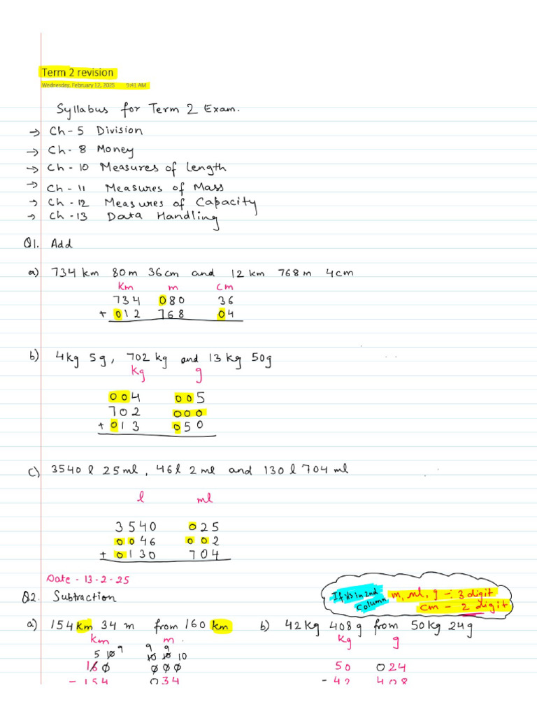 Term 2 Revision g3 | PDF