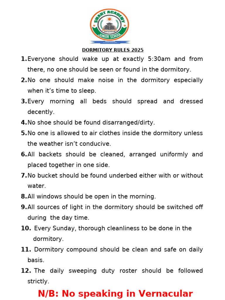 Dormitory Rules Smart | PDF