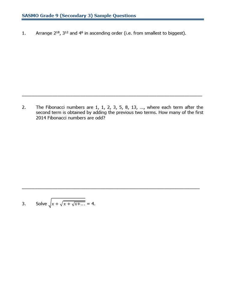 Grade 9 Sasmo | PDF | Mathematics