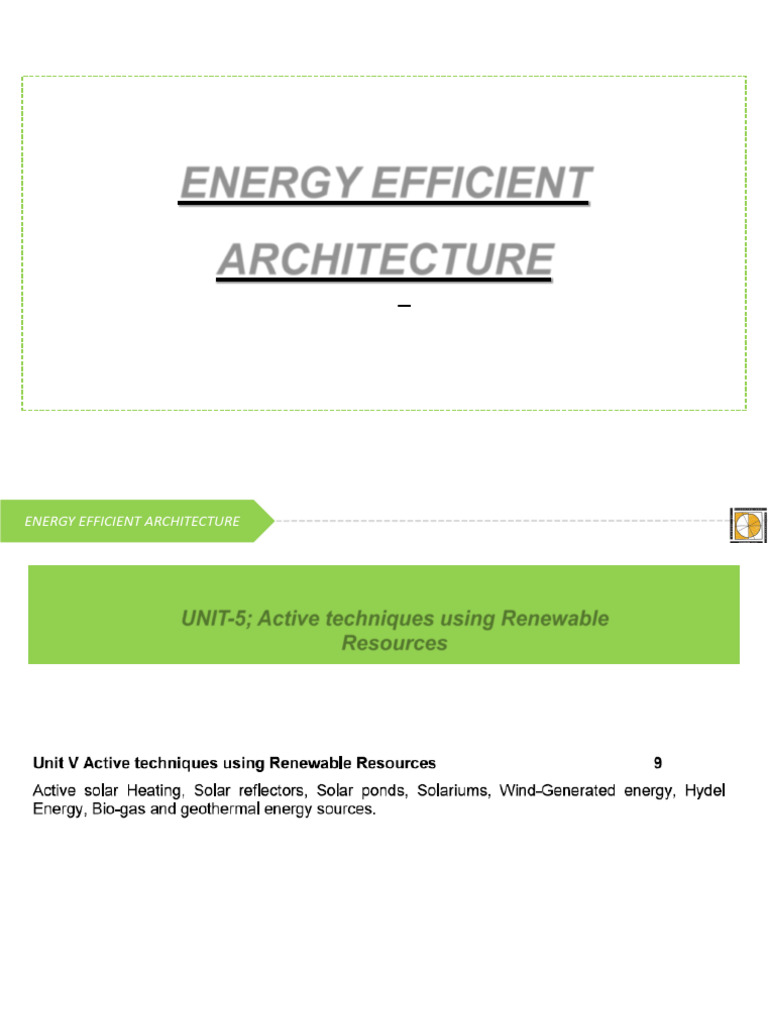 Unit-5 - Active Design Strategies | PDF | Wind Power | Solar Energy
