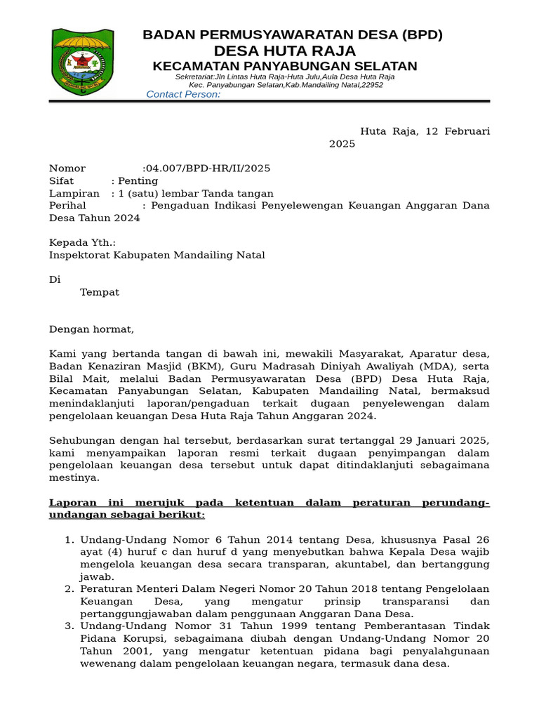 Laporan Ii BPD Hutaraja | PDF