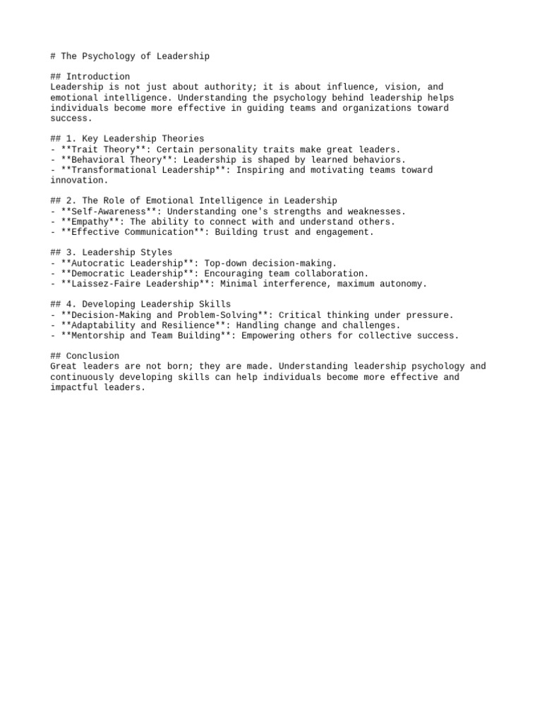 Psychology of Effective Leadership | PDF
