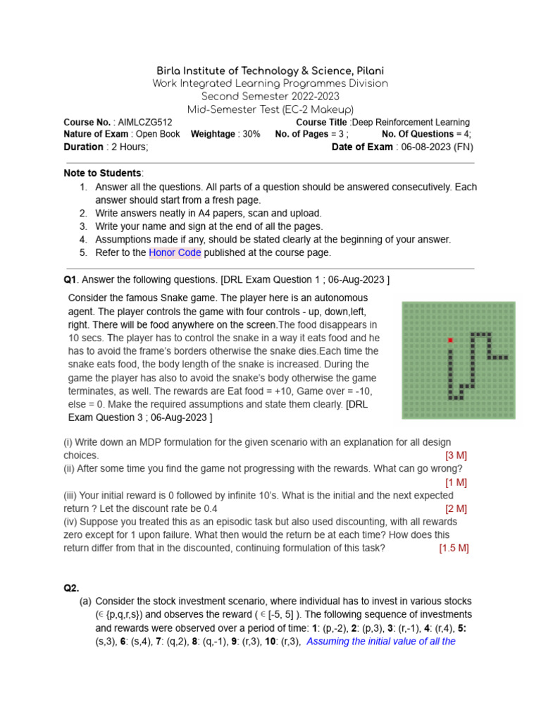 2022-23 Second Sem - DRL Mid Sem Makeup | PDF | Applied Mathematics