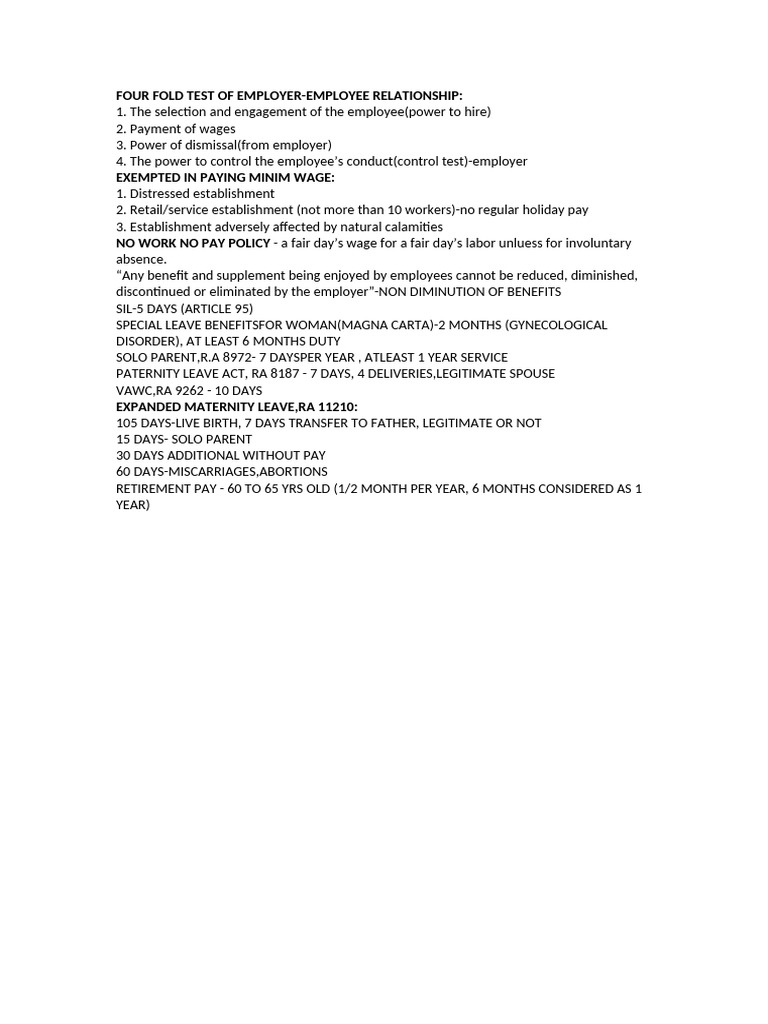 Employer-Employee Relationship Guidelines | PDF