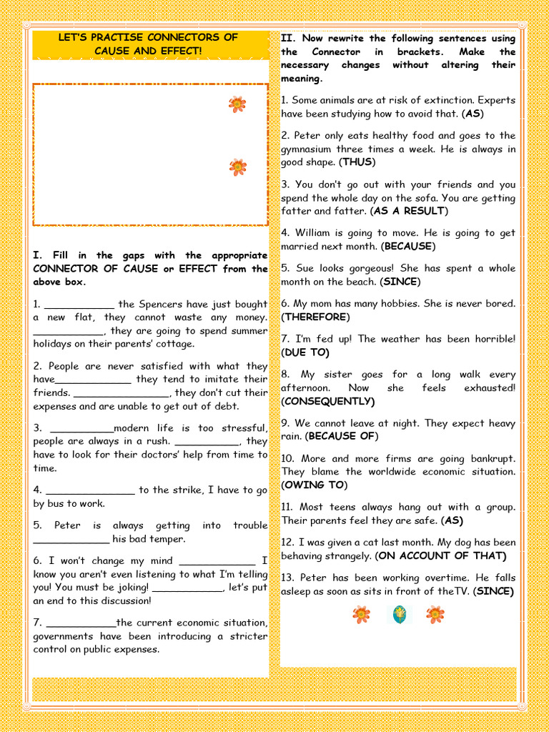 Connectors of Cause and Effect EXTRA | PDF