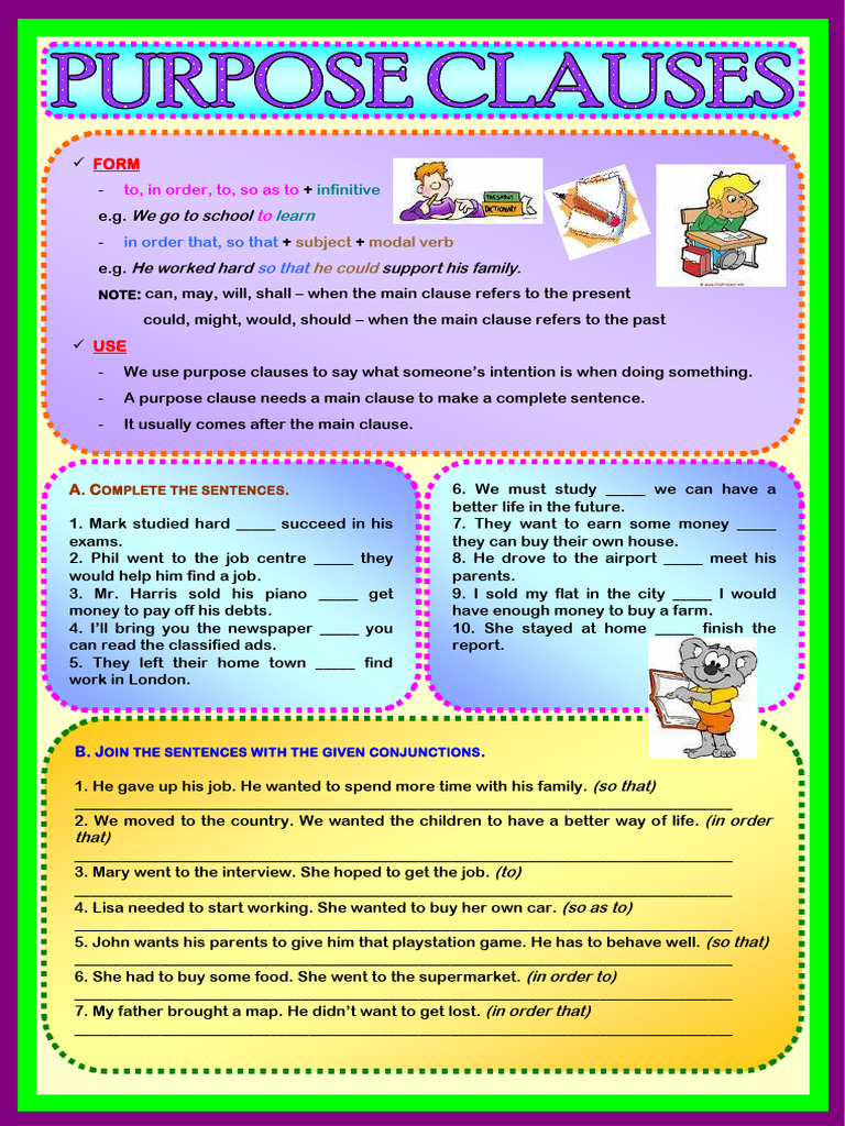 Purpose Conjunctions and Usage | PDF | Grammar | Syntax