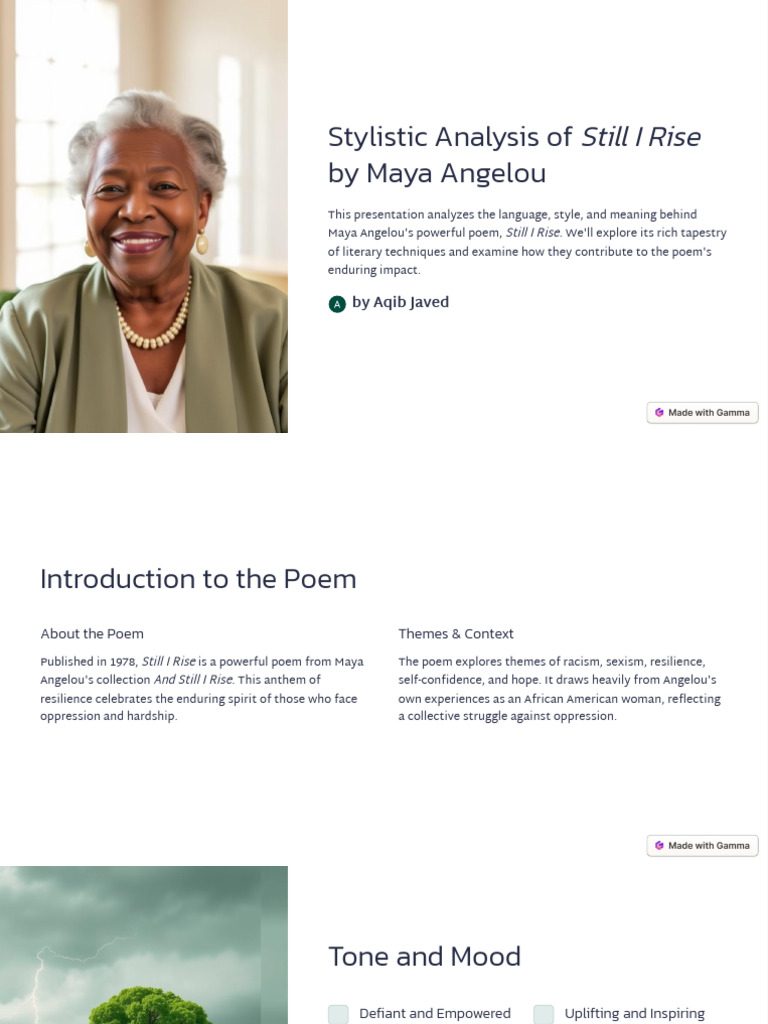 Analysis of Maya Angelou's "Still I Rise" | PDF | Poetry