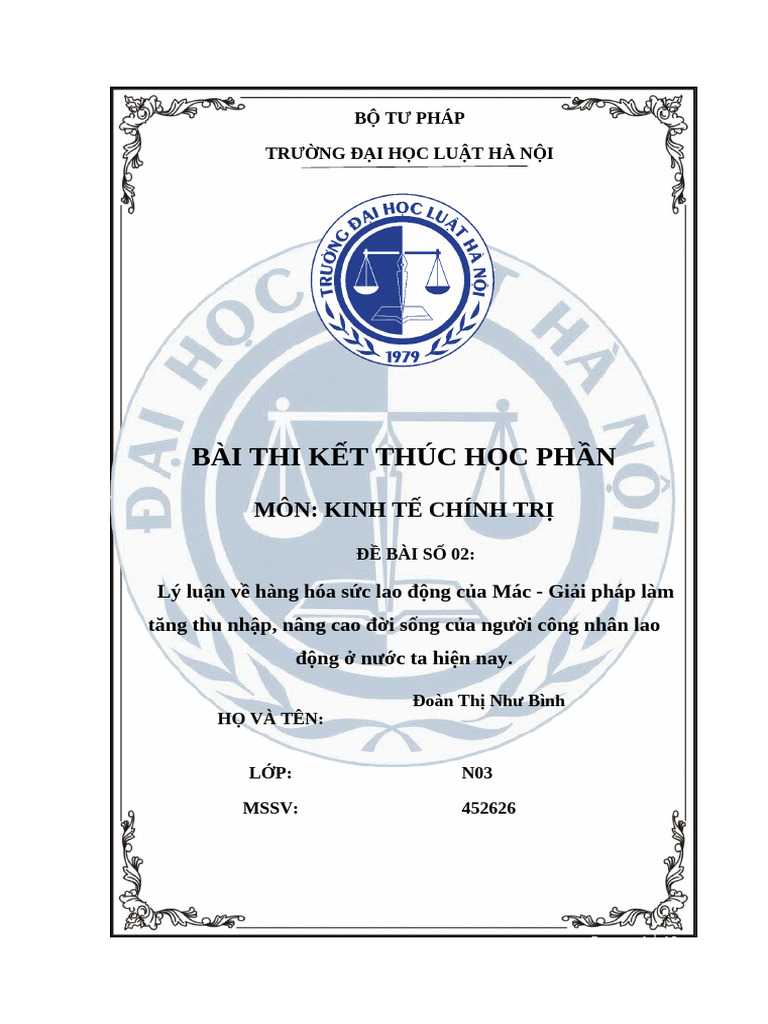 Tiểu Luận Thi Kết Thúc Học Phần Ktct | PDF