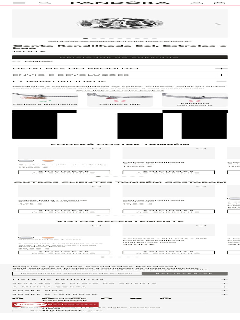 Conta Rendilhada Sol, Estrelas e Lua Prata Pandora PT | PDF