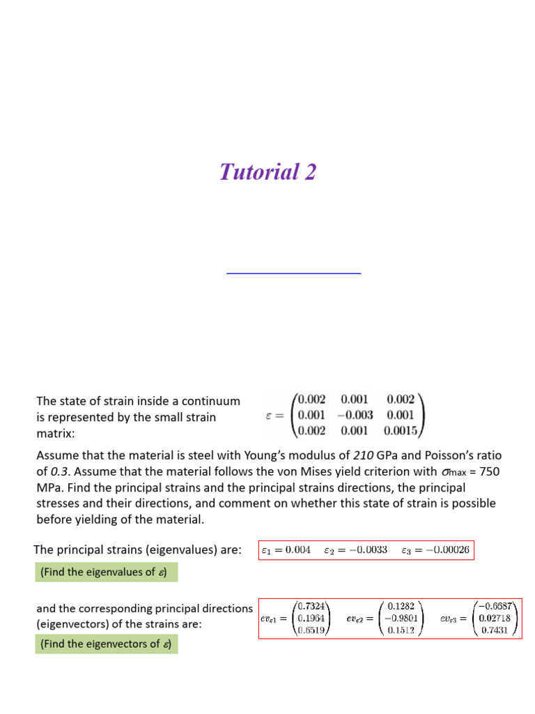 Tutorial 2 | PDF | Eigenvalues And Eigenvectors | Ultimate Tensile Strength