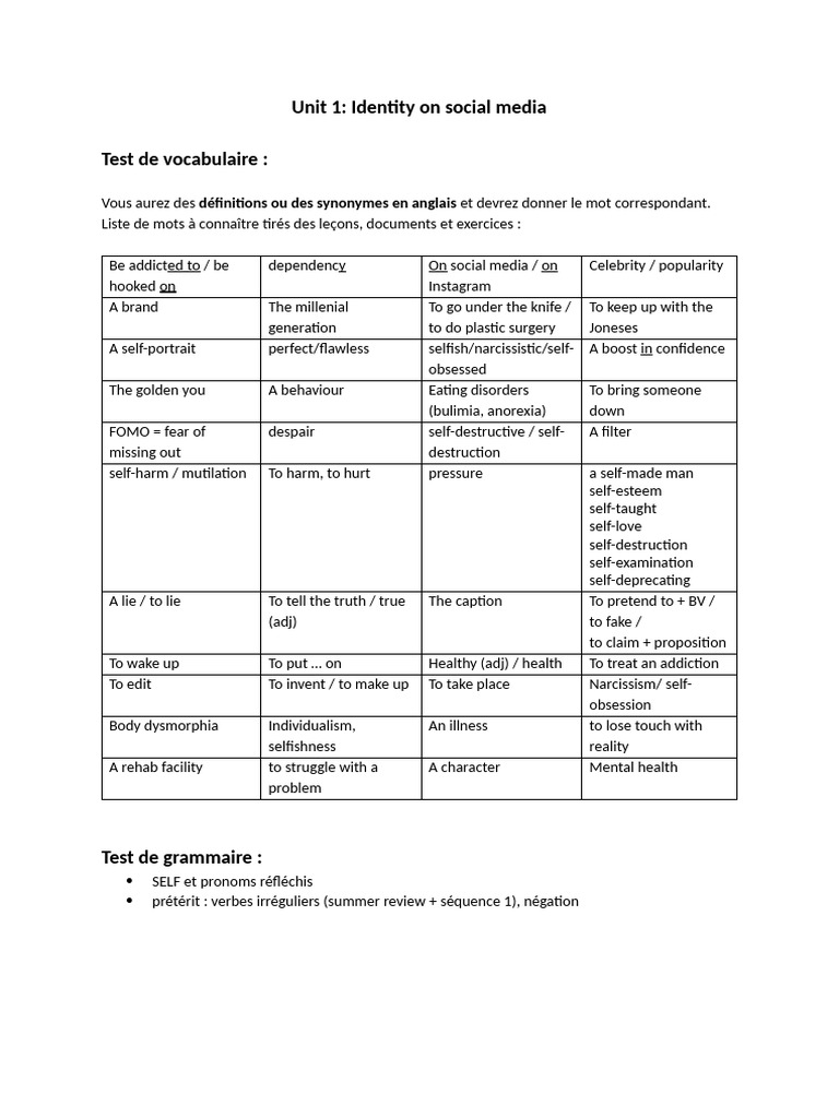 Vocab List For The Test | PDF | Narcissism | Dark Triad