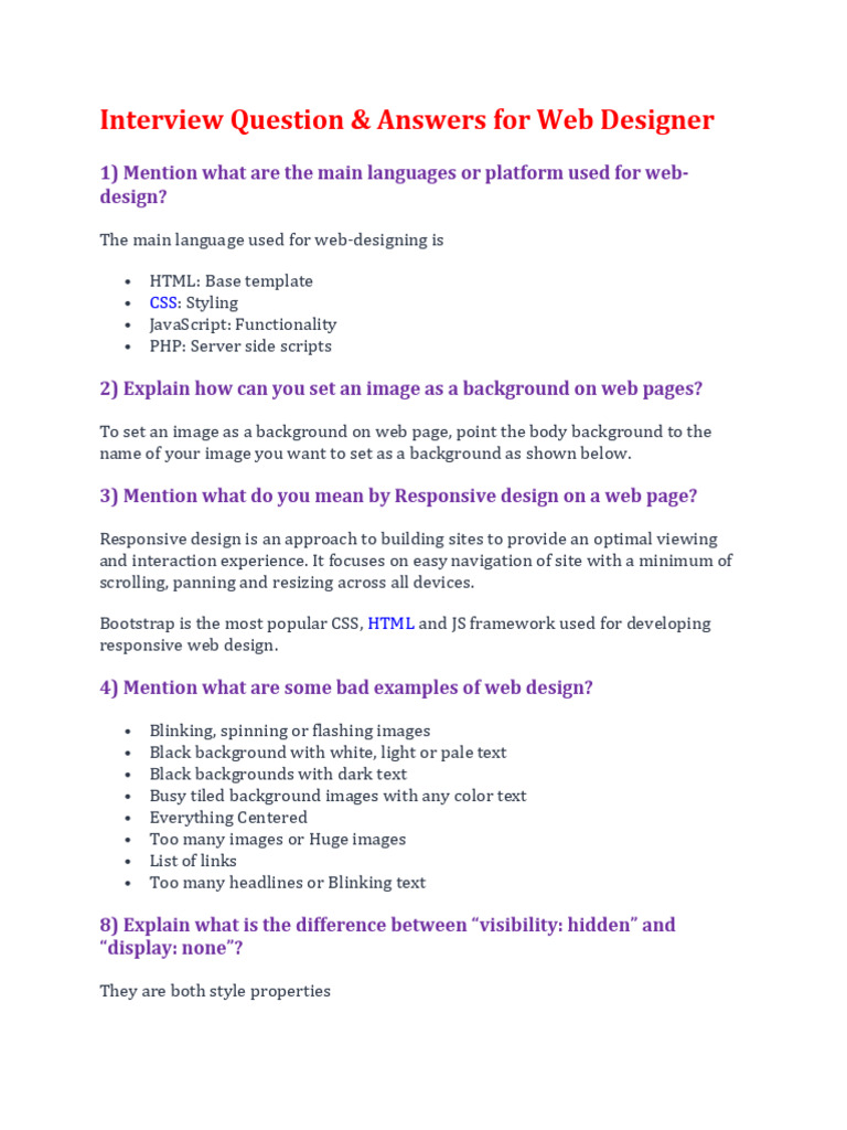 HTML CSS Interview Ques & Ans | PDF | World Wide Web | Internet & Web