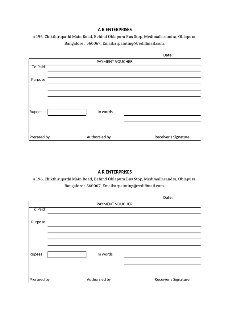Payment Voucher Template Example | PDF