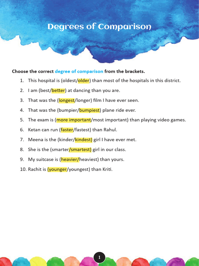 Degrees of Comparison - G1 | PDF