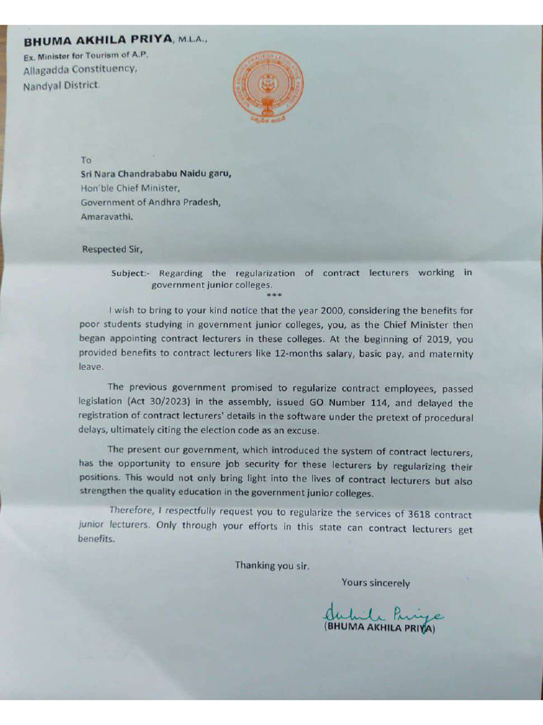 MLA Letters 18th September | PDF