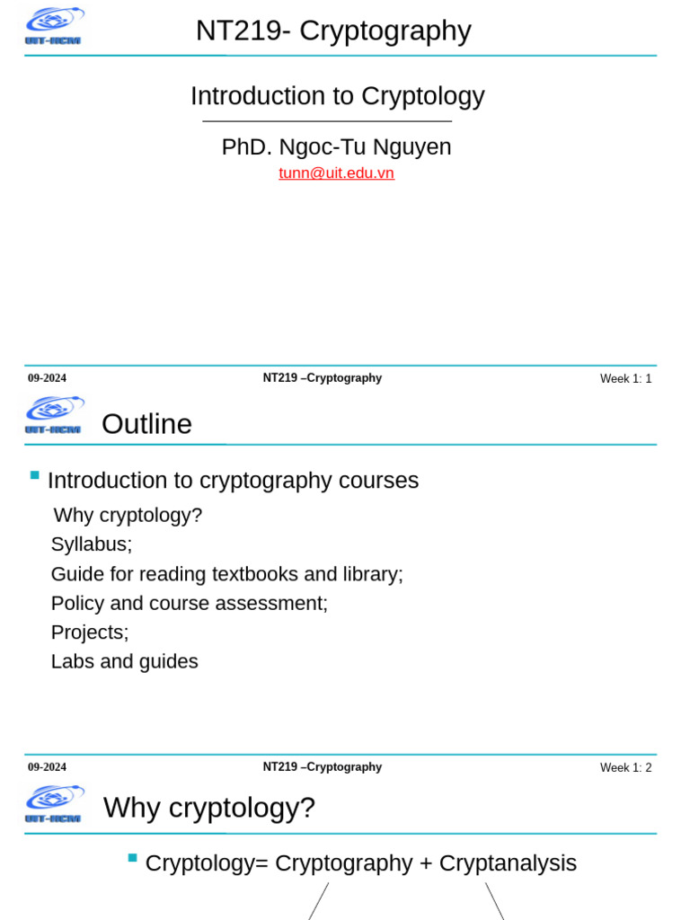 Week01 - Introduction To The Course | PDF | Cryptography | Computer Network