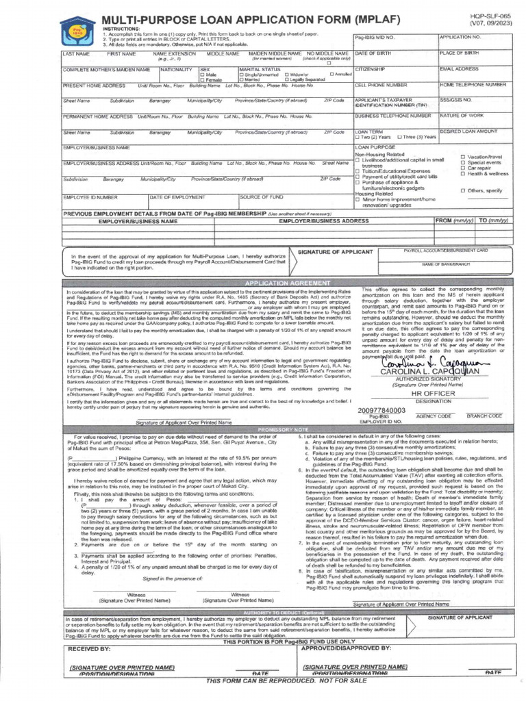 Pag Ibig Loan Form | PDF