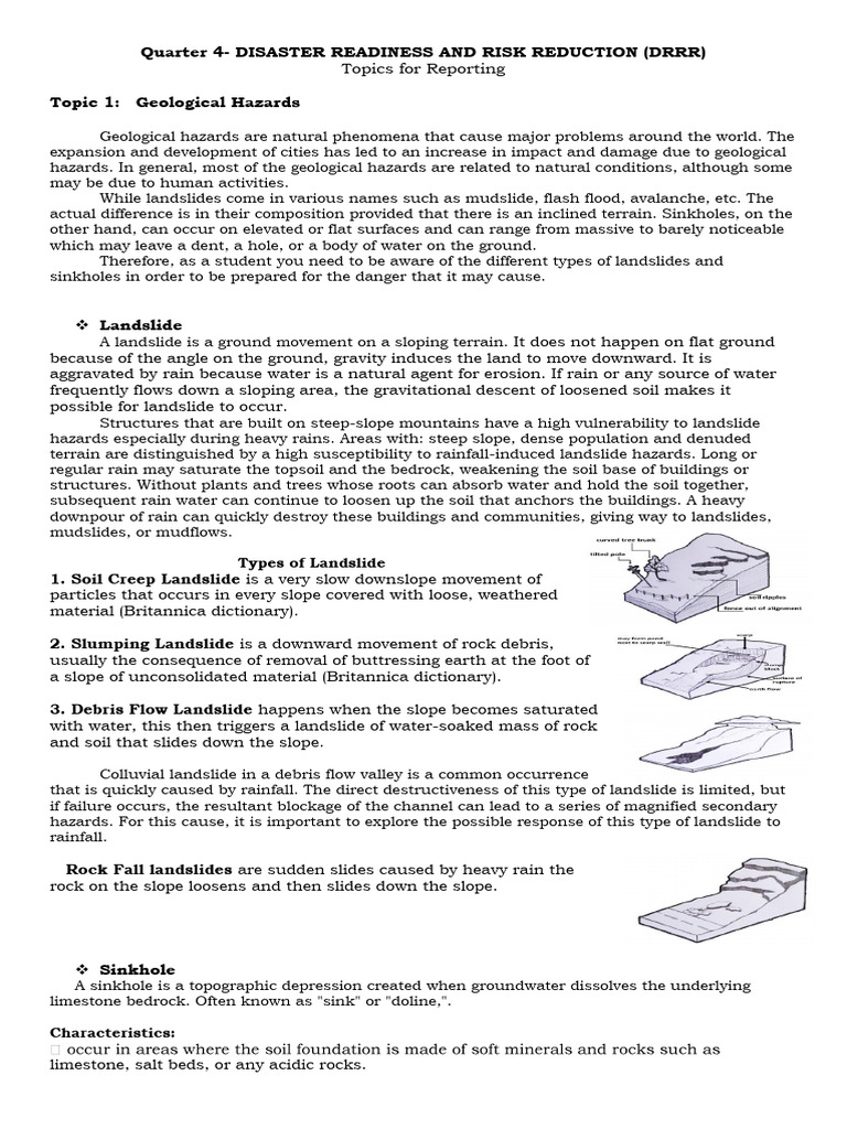 TOPICS-FOR-4th-QUARTER-DRRR | PDF | Landslide | Weather Forecasting