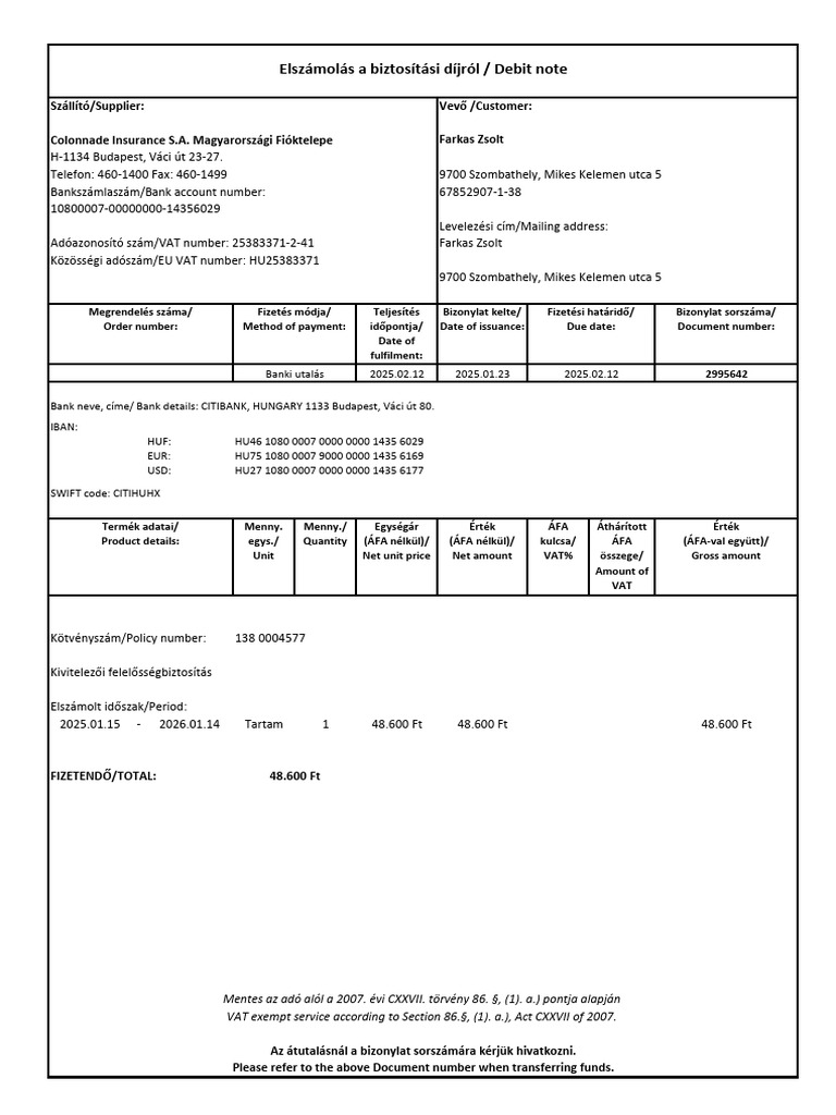 Farkas Zsolt - Bizonylat - 138 0004577 - 2025 | PDF