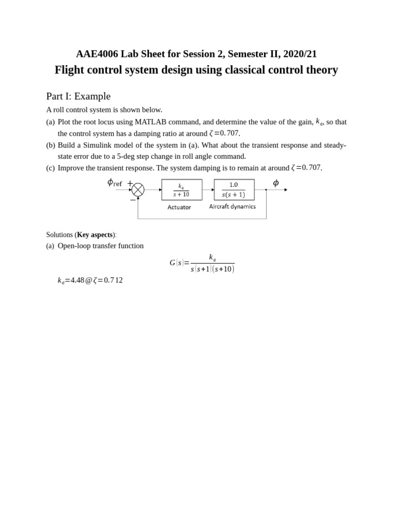 AAE4006 Lab Sheet For Session 2 | PDF | Control Theory | Damping