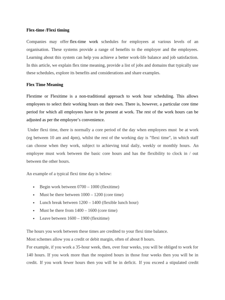 Understanding Flex-Time Work Schedules | PDF | Employment | Business