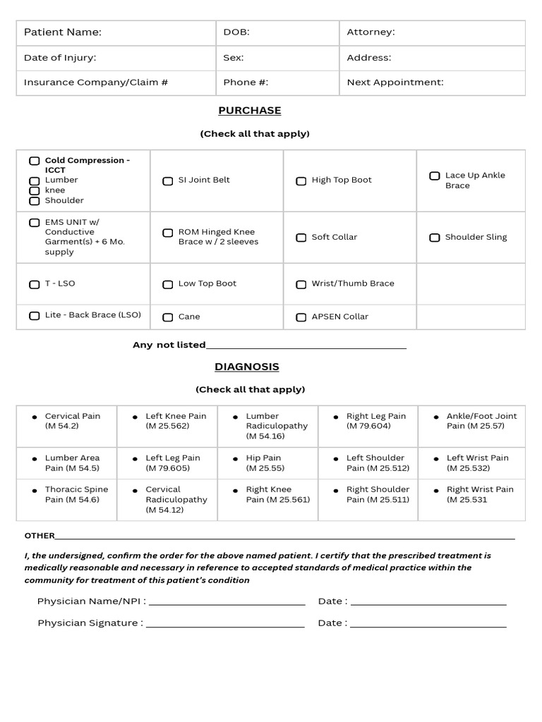 Patient Treatment Order Form | PDF | Diseases And Disorders ...