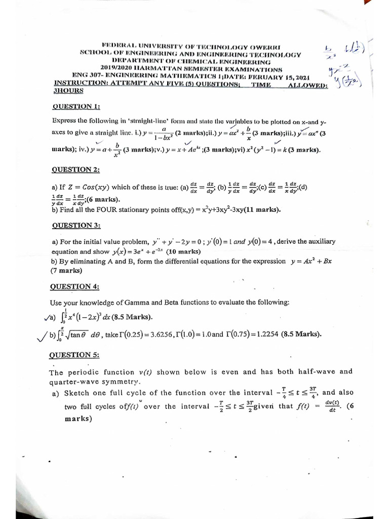 Eng 307 Past Questions | PDF
