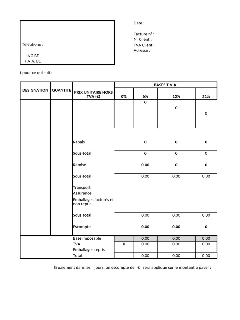 Modèle de Facture Vierge à Remplir | PDF