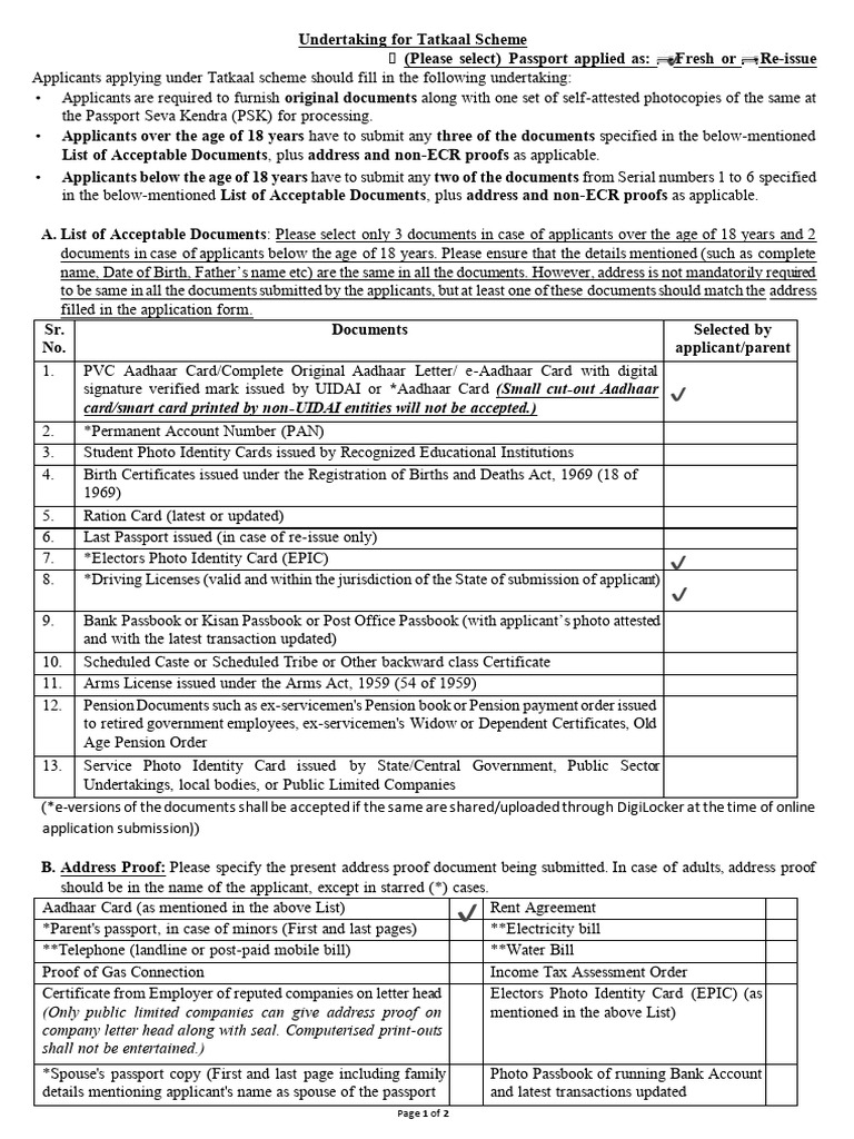 Tatkaal Passport Application Guidelines | PDF | Government And ...