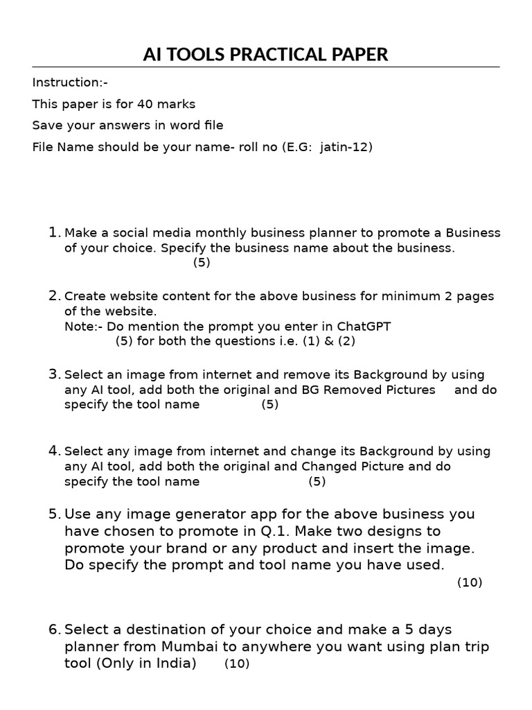 Ai Tools Practical Paper | PDF