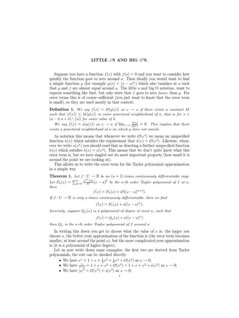 Understanding Little o and Big O Notation | PDF | Mathematical Objects ...