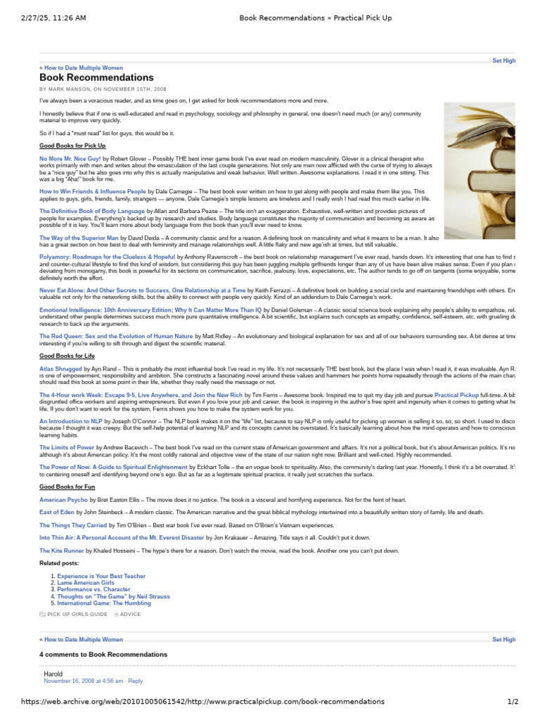 Book Recommendations « Practical Pick Up | PDF