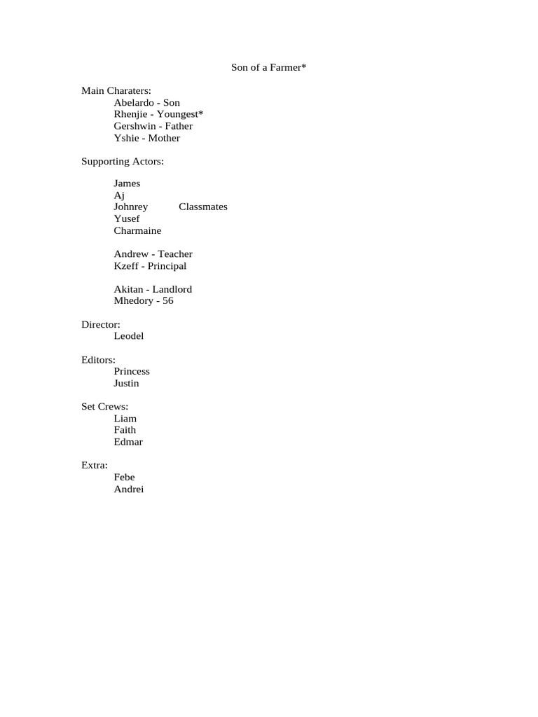 Anak Ti Farmer G12 Movie Script | PDF