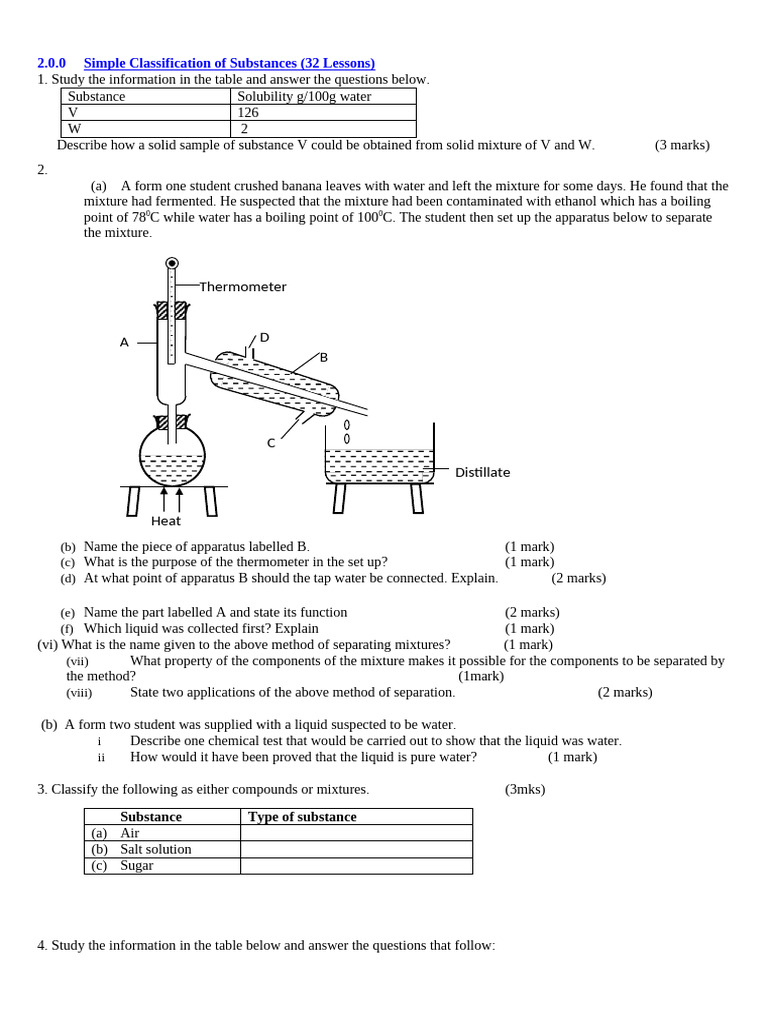 Simple Substance Classification Guide | PDF | Distillation | Mixture