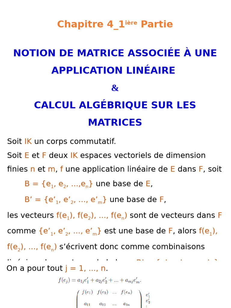 Chapitre 4_Les matrices_1ère Partie_28-09-2024 (1) | PDF | Base ...