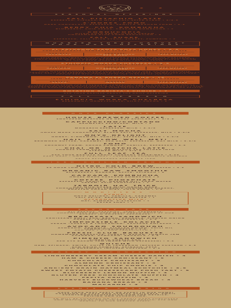 Onyx Menu Fall 2022 Reg 2 | PDF