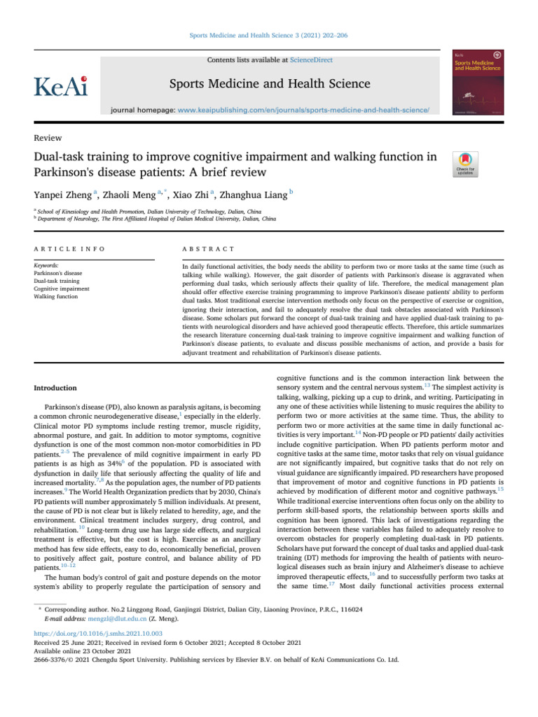 Dual-Task Training for Parkinson's Patients | PDF | Neuroplasticity ...