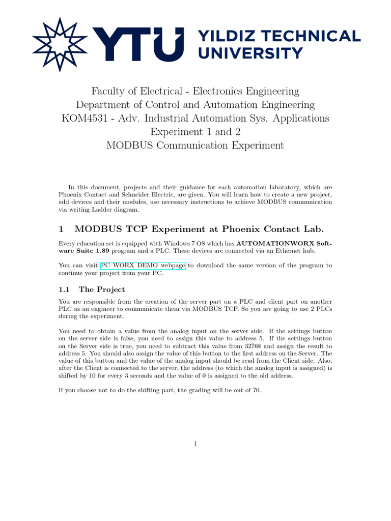 KOM4531 MODBUS Communication Experiments 241014 142920 | PDF | Programmable Logic Controller ...