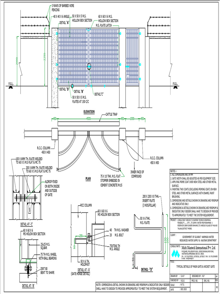 Main Gate & Wicket Gate Design Details | PDF | Column | Building ...