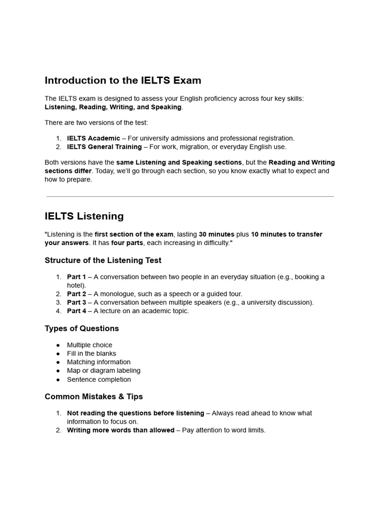 Introduction to the IELTS Exam.pdf | PDF | International English ...
